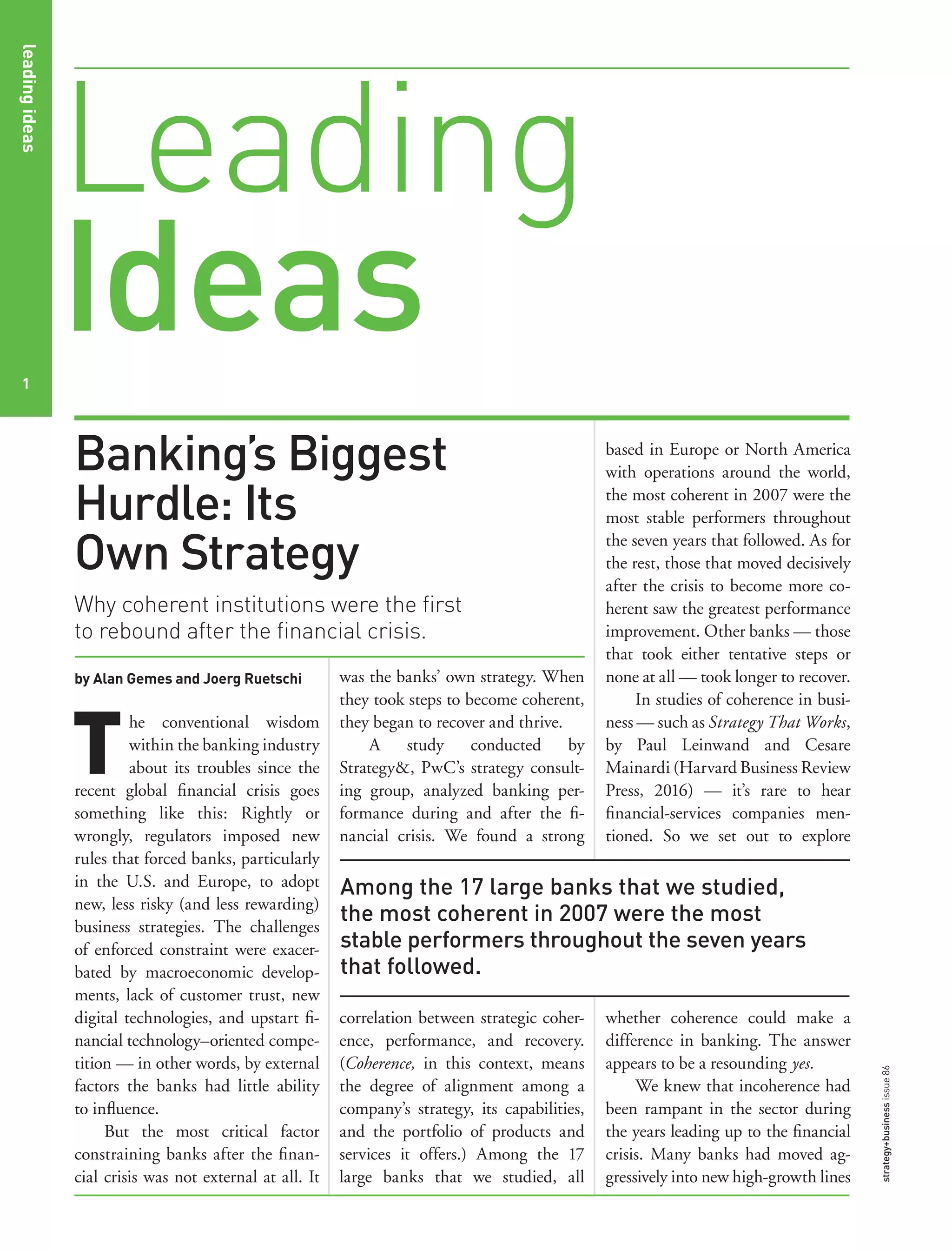 Bankings Biggest Hurdle Pdf