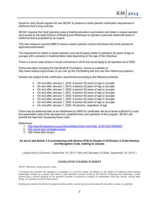 SB 941 Becomes Law in California for Boating Safety and Education | PDF
