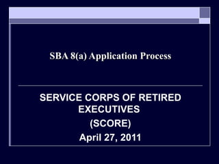 SBA 8a Application Process | PPT