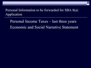 SBA 8a Application Process | PPT