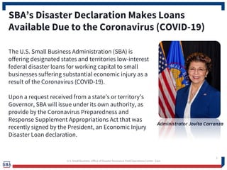 SBA Disaster Loan Relief Presentation | PDF