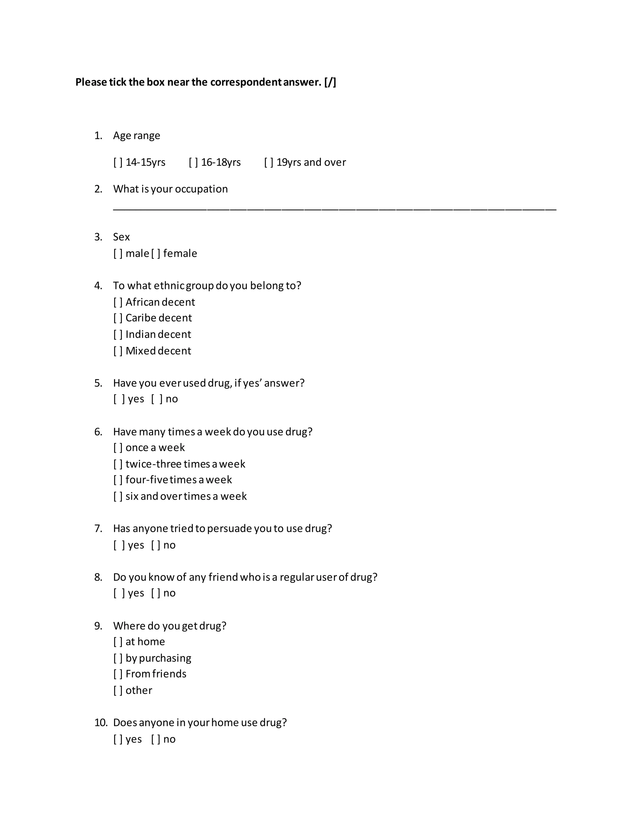 Sba questionnaire | DOCX