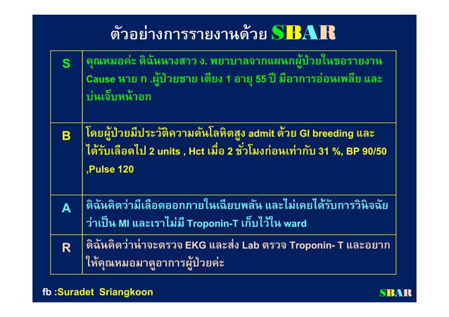 SฺBAR เอสบา การสื่อสารอย่างปลอดภัย | PPT