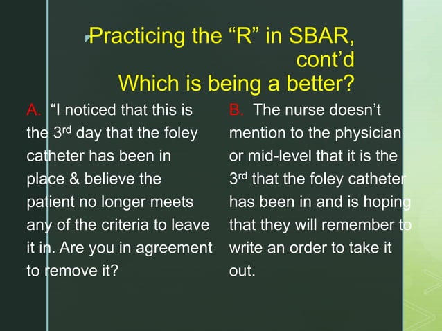 SBAR COMMUNICATION MODEL | PPT