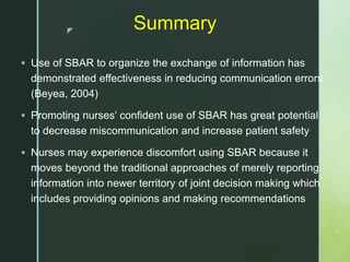 SBAR COMMUNICATION MODEL | PPT | First Aid | Injuries