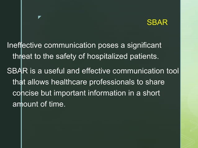 SBAR COMMUNICATION MODEL | PPT