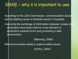 SBAR COMMUNICATION MODEL | PPT