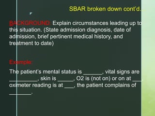 SBAR COMMUNICATION MODEL | PPT | First Aid | Injuries