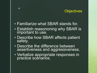 SBAR COMMUNICATION MODEL | PPT