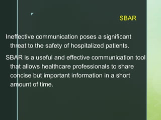 SBAR COMMUNICATION MODEL | PPT