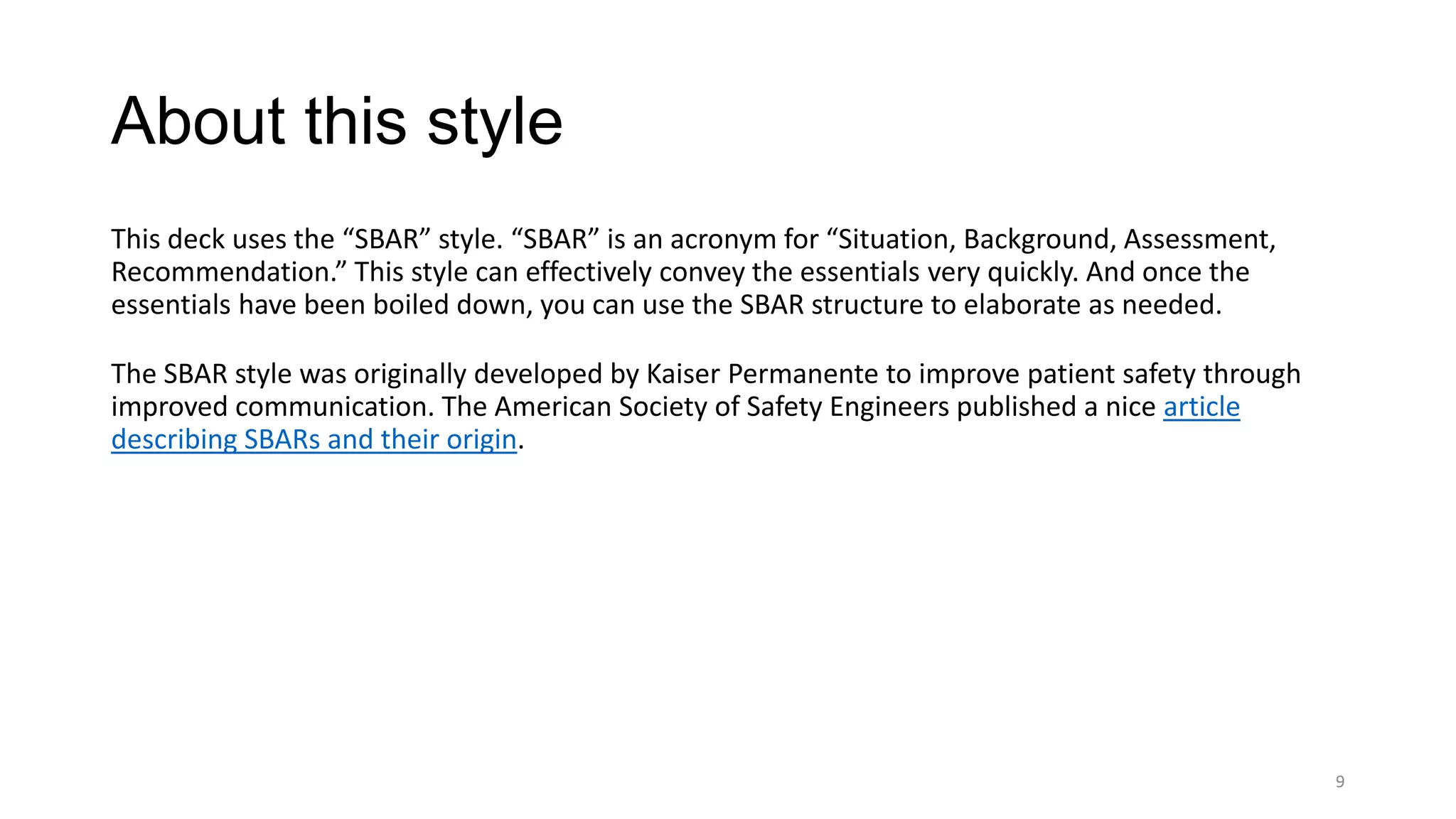 SBAR - Exercises in PowerPoint Style #2 | PPTX