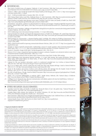 Comunicación durante el traspaso de pacientes. Recomendación de la JCI ...