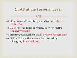 SBAR communication model in healthcare organization | PPTX