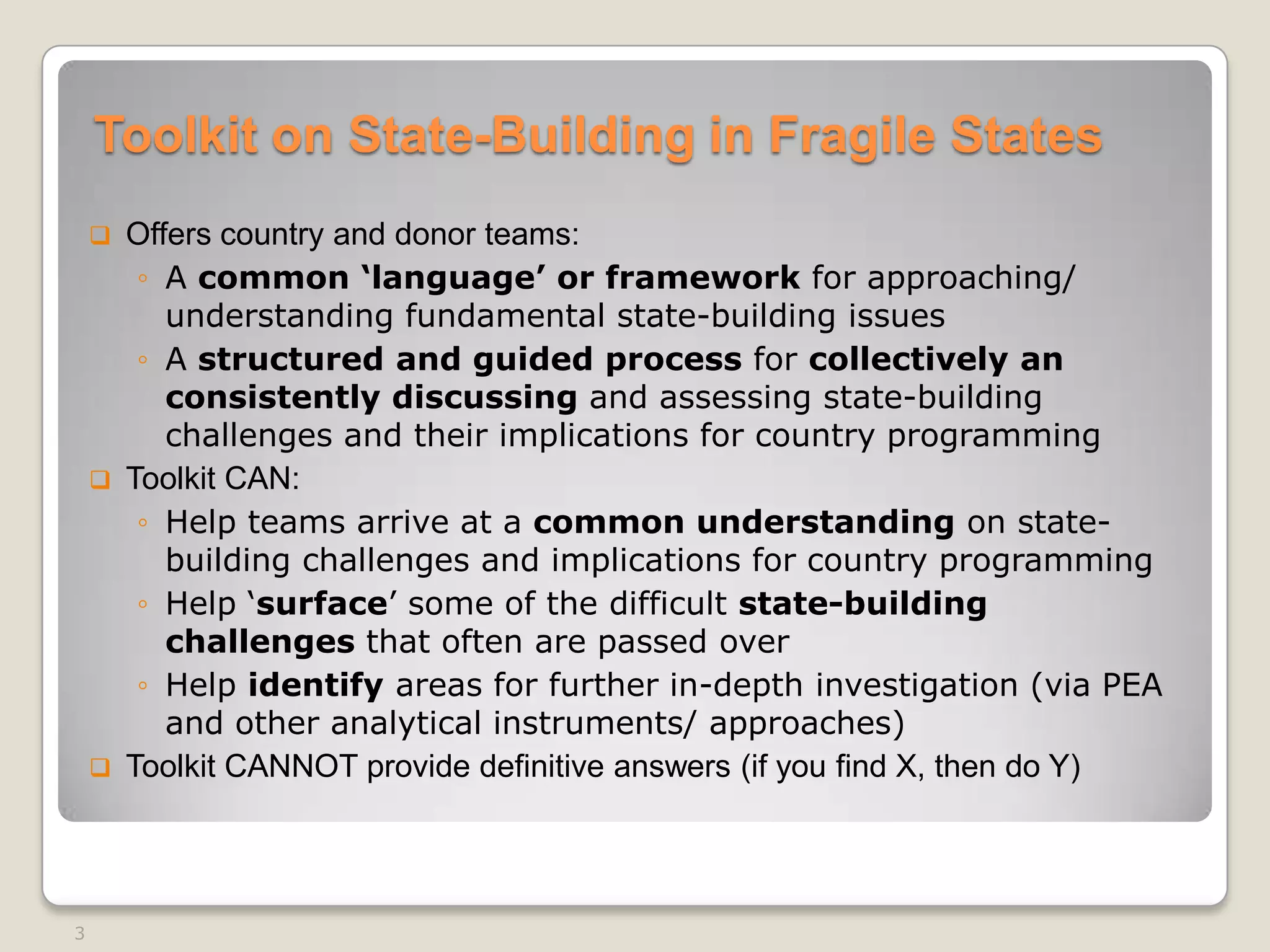 State-Building Assessment Tool (SBAT) | PPTX
