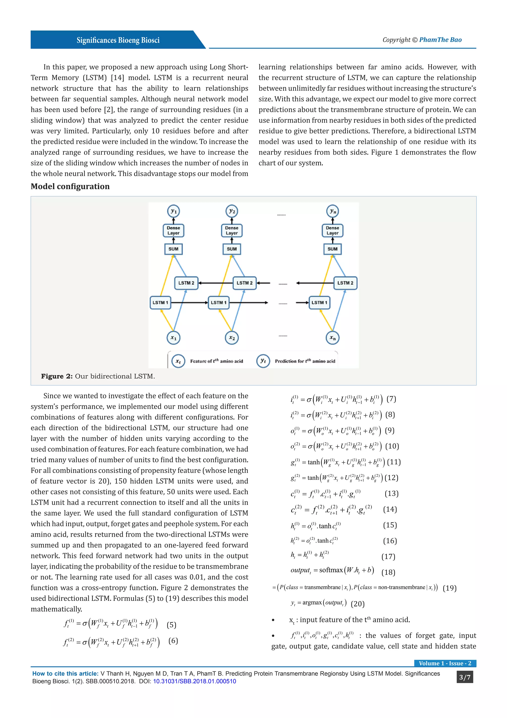 Crimson Publishers-Predicting Protein Transmembrane Regionsby Using LSTM Model | PDF