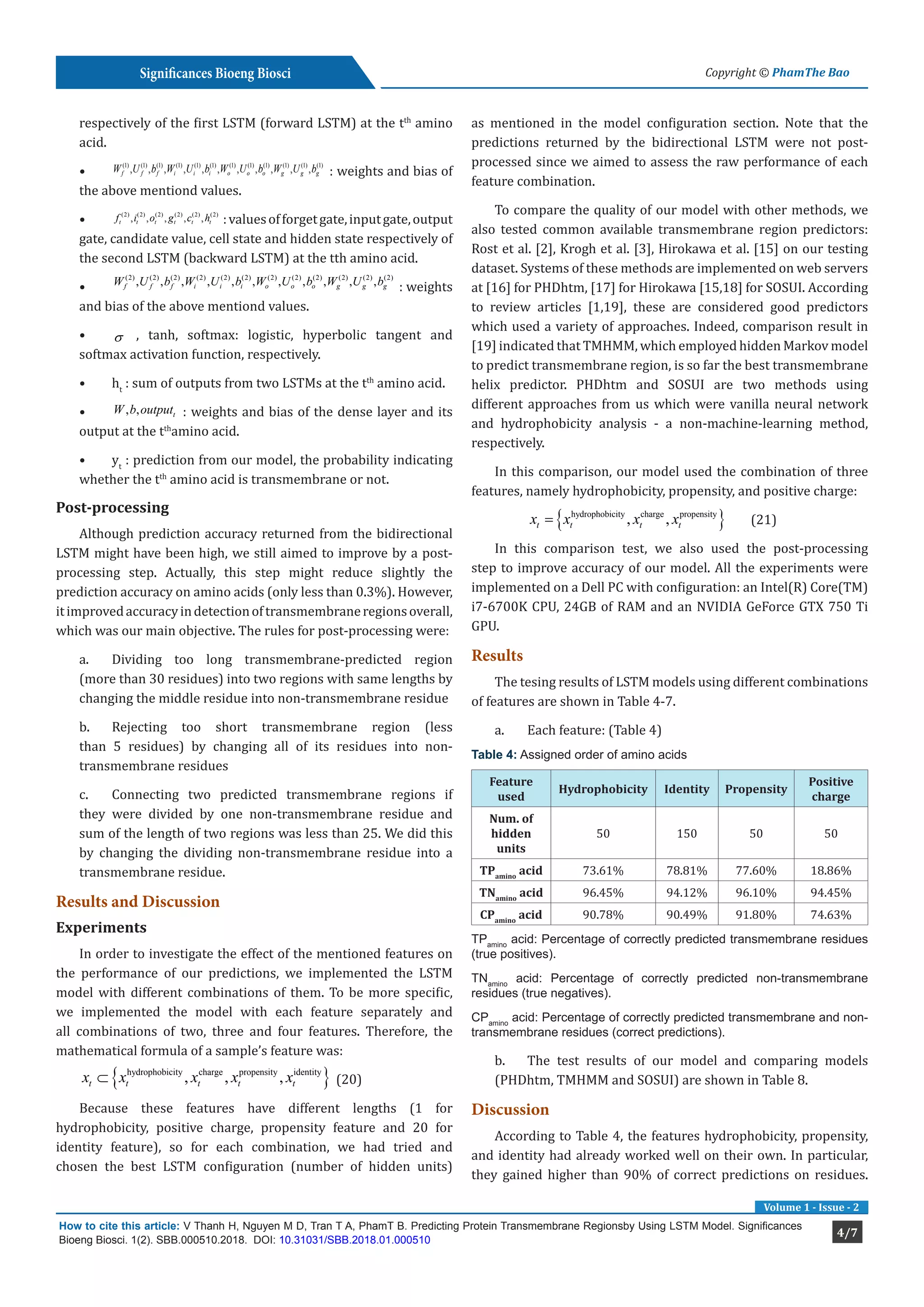 Crimson Publishers-Predicting Protein Transmembrane Regionsby Using LSTM Model | PDF