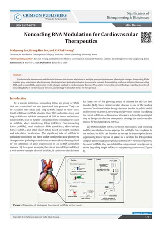 Crimson Publishers-Noncoding RNA Modulation for Cardiovascular ...