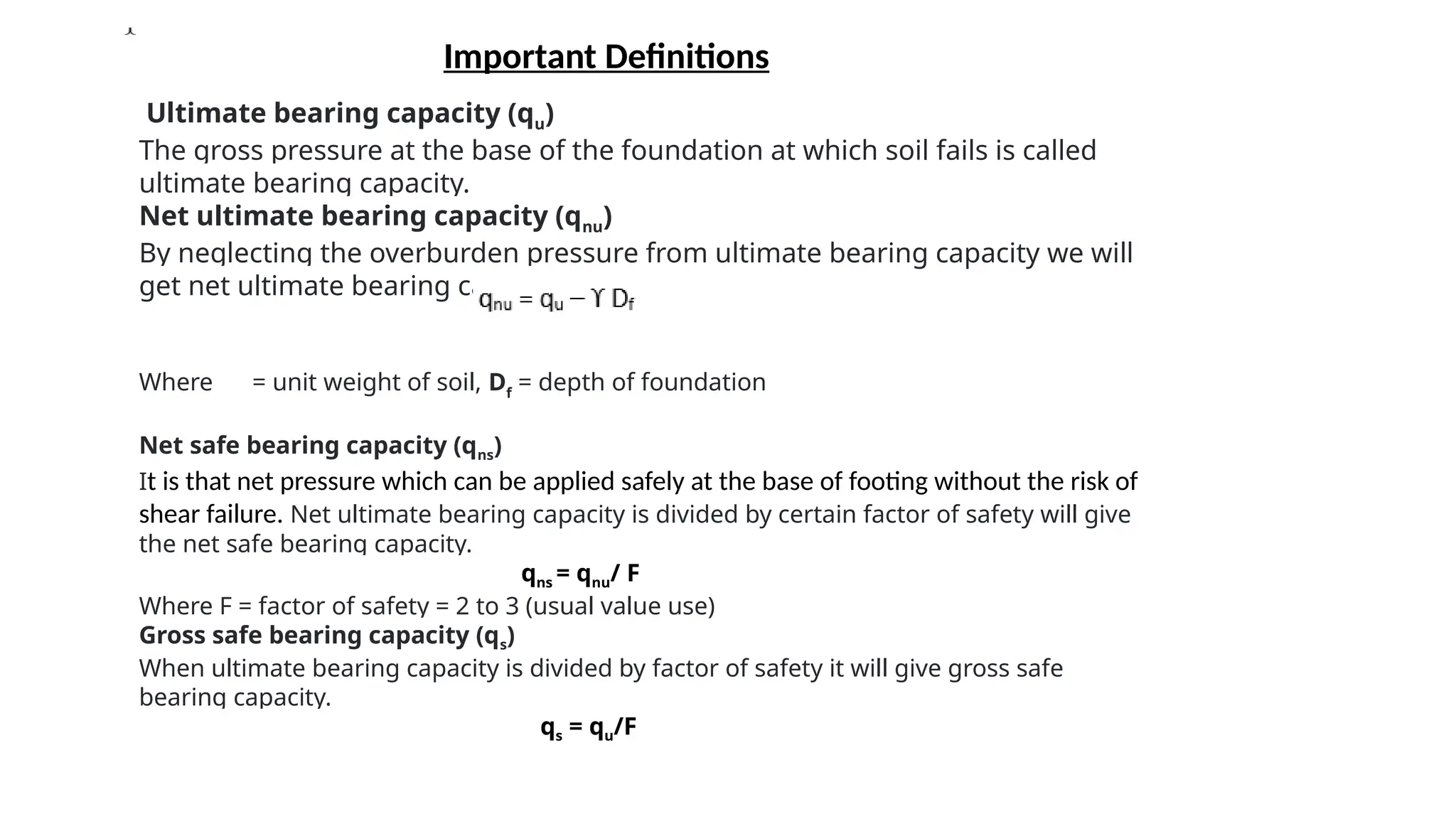 Soil Bearing Capacity Of Soil And Foundationsbc Pptx