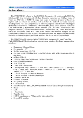 SBC6020 SAM9G20 based Single Board Computer | PDF