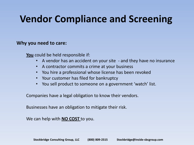 SBC Group Vendor Compliance Monitoring | PDF | Business | Business and ...