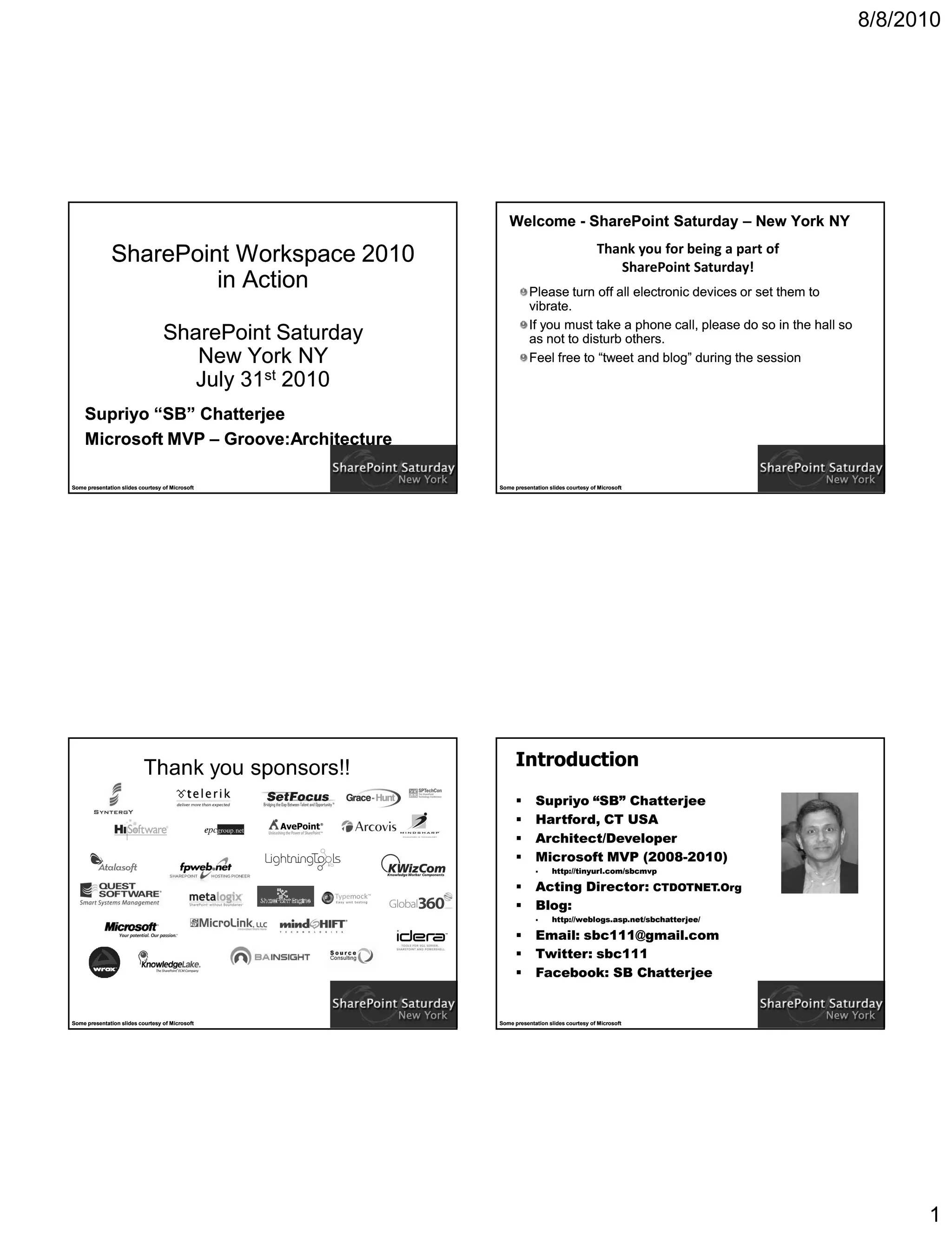 Sb chatterjee share point workspace 2010 in action | PDF
