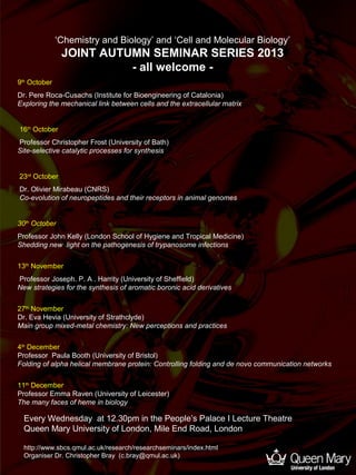 SBCS seminars (Chemistry, Biochemistry, and Cell & Molecular | PPT