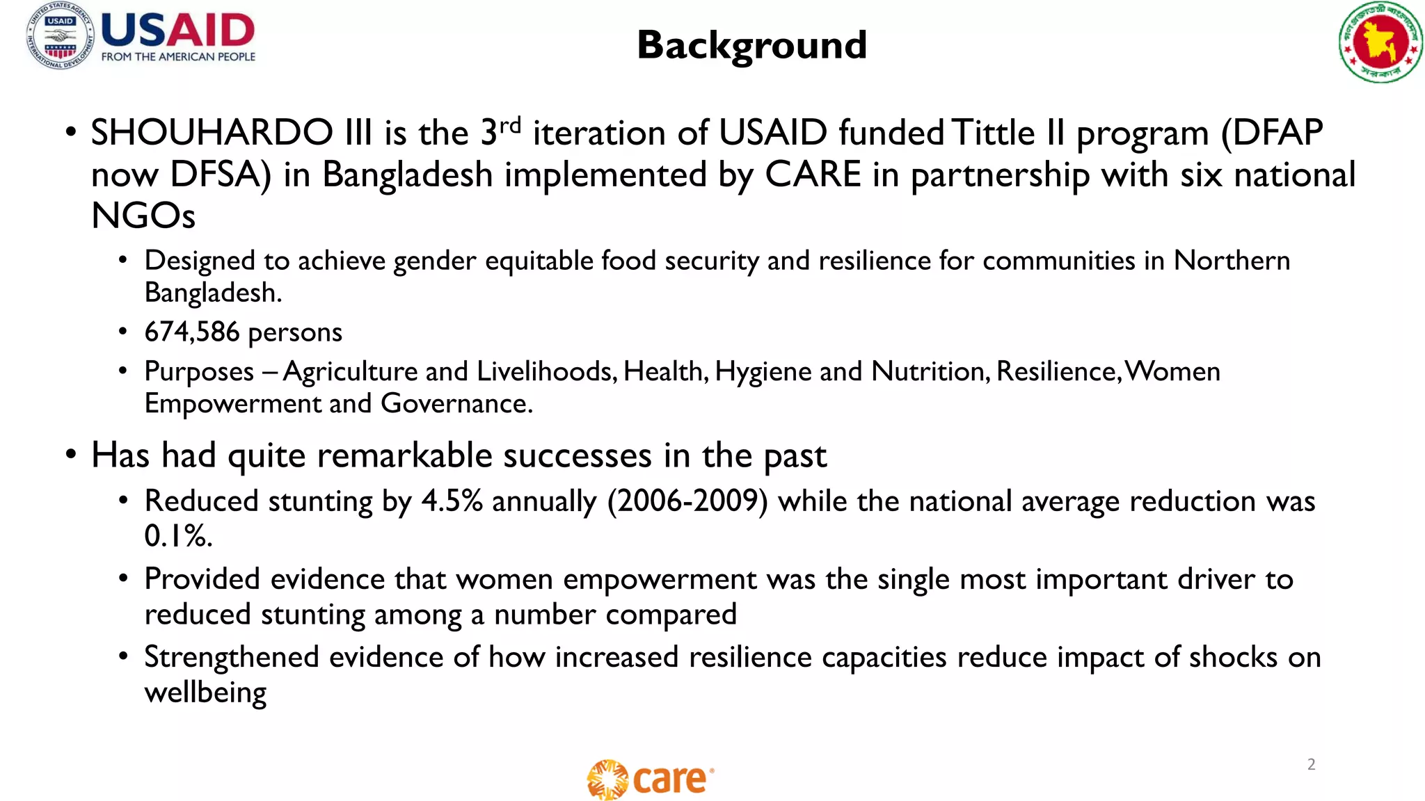 SBC WG: CARE Bangladesh SHOUHARDO III Program Mwasaa | PDF