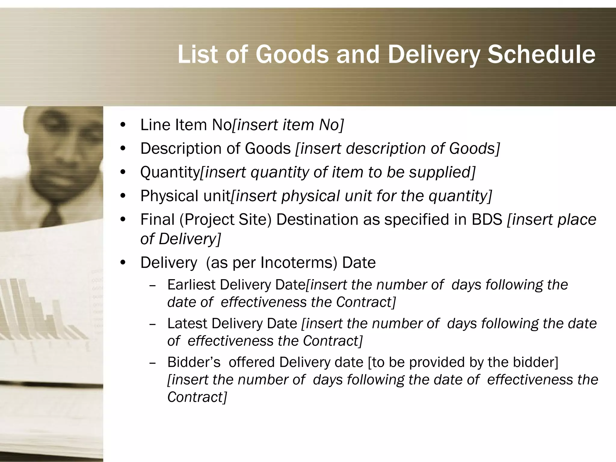 Sbd procurement of goods section vi schedule of requirements | PPT