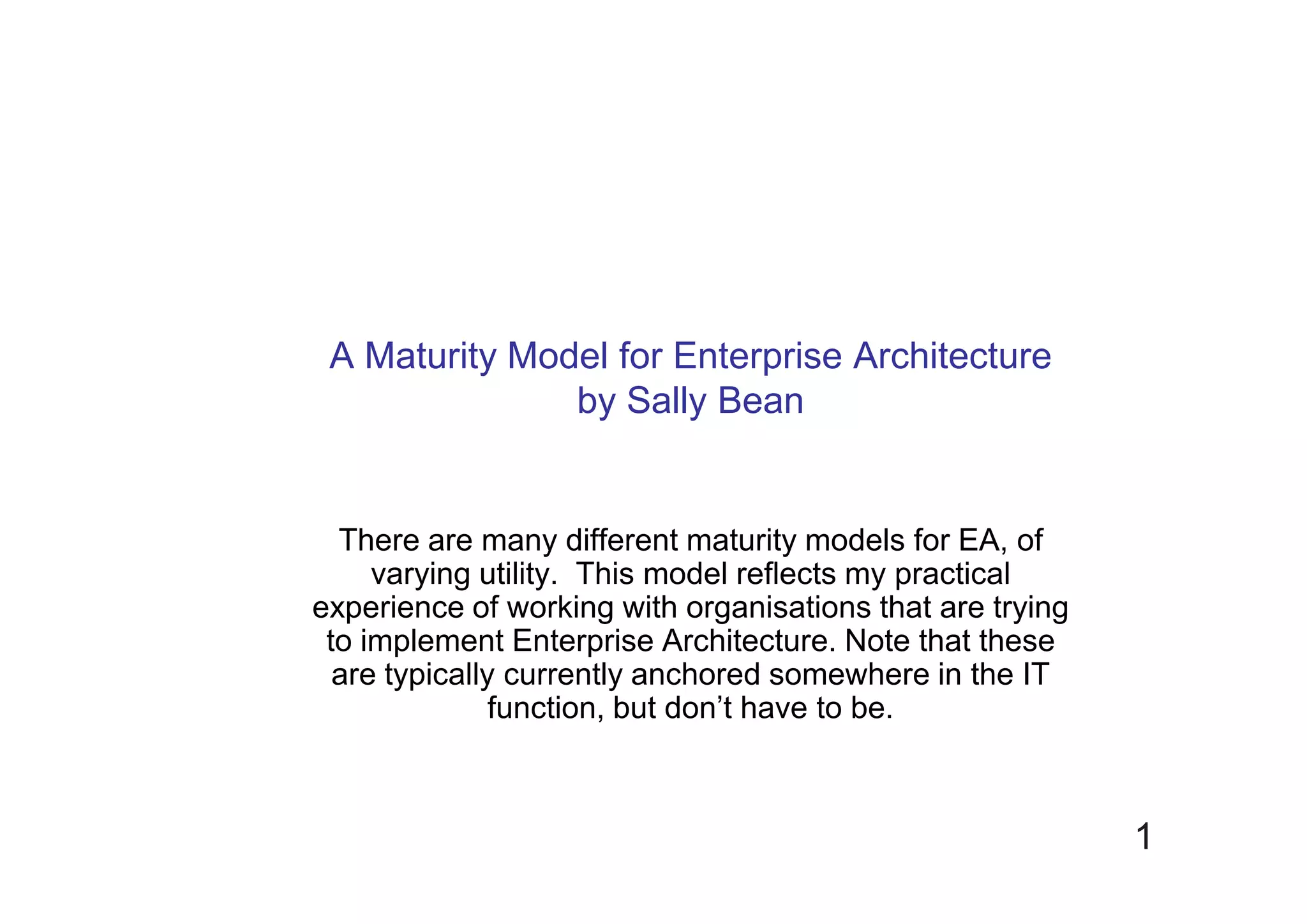 Enterprise Archtitecture Maturity Model | PDF