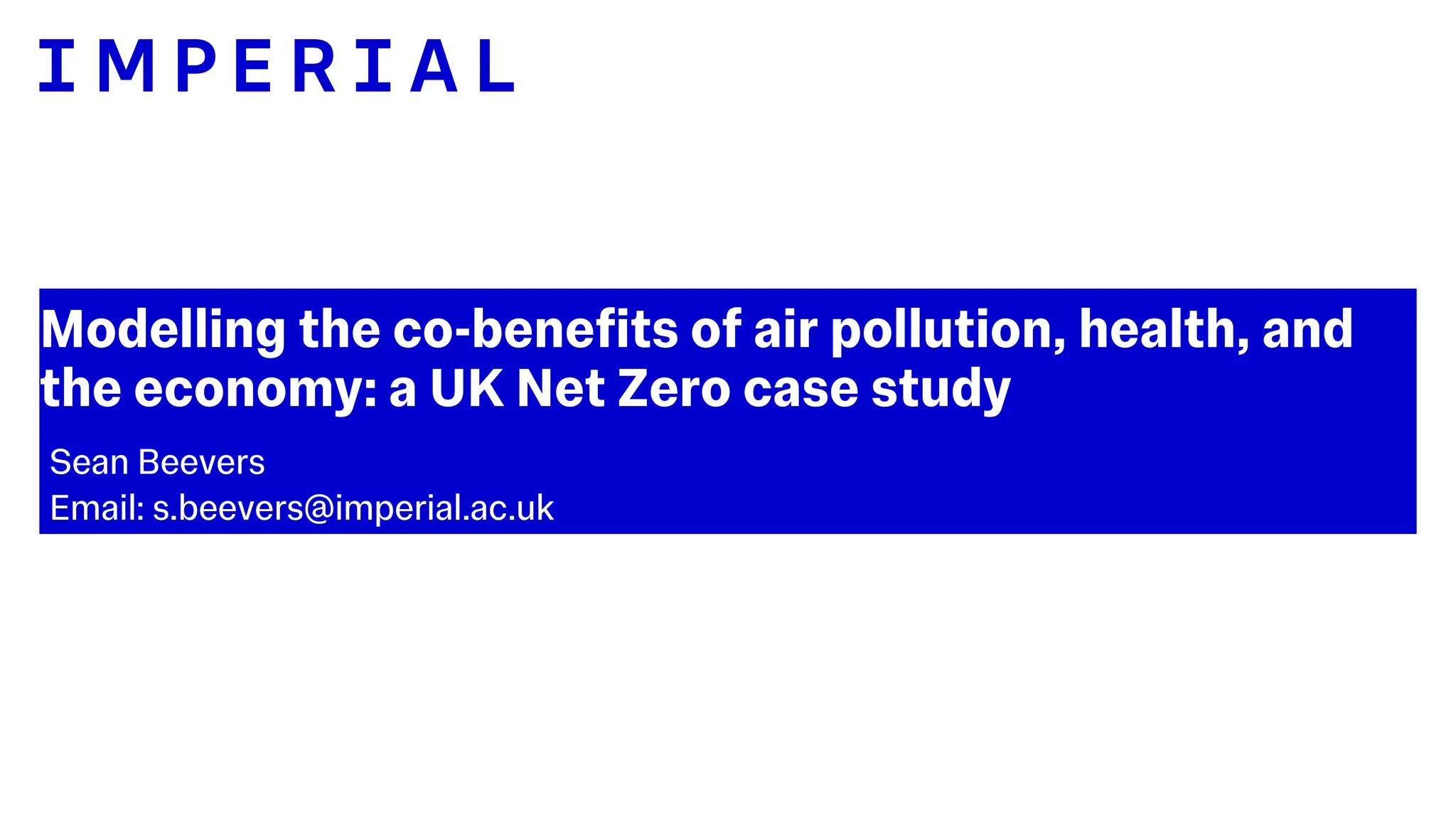 12:20 Modelling the Co-benefits of Air Pollution, Health, and the ...