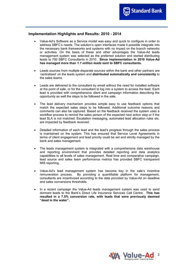 Standard Bank Case Study | PDF | Sales | Business
