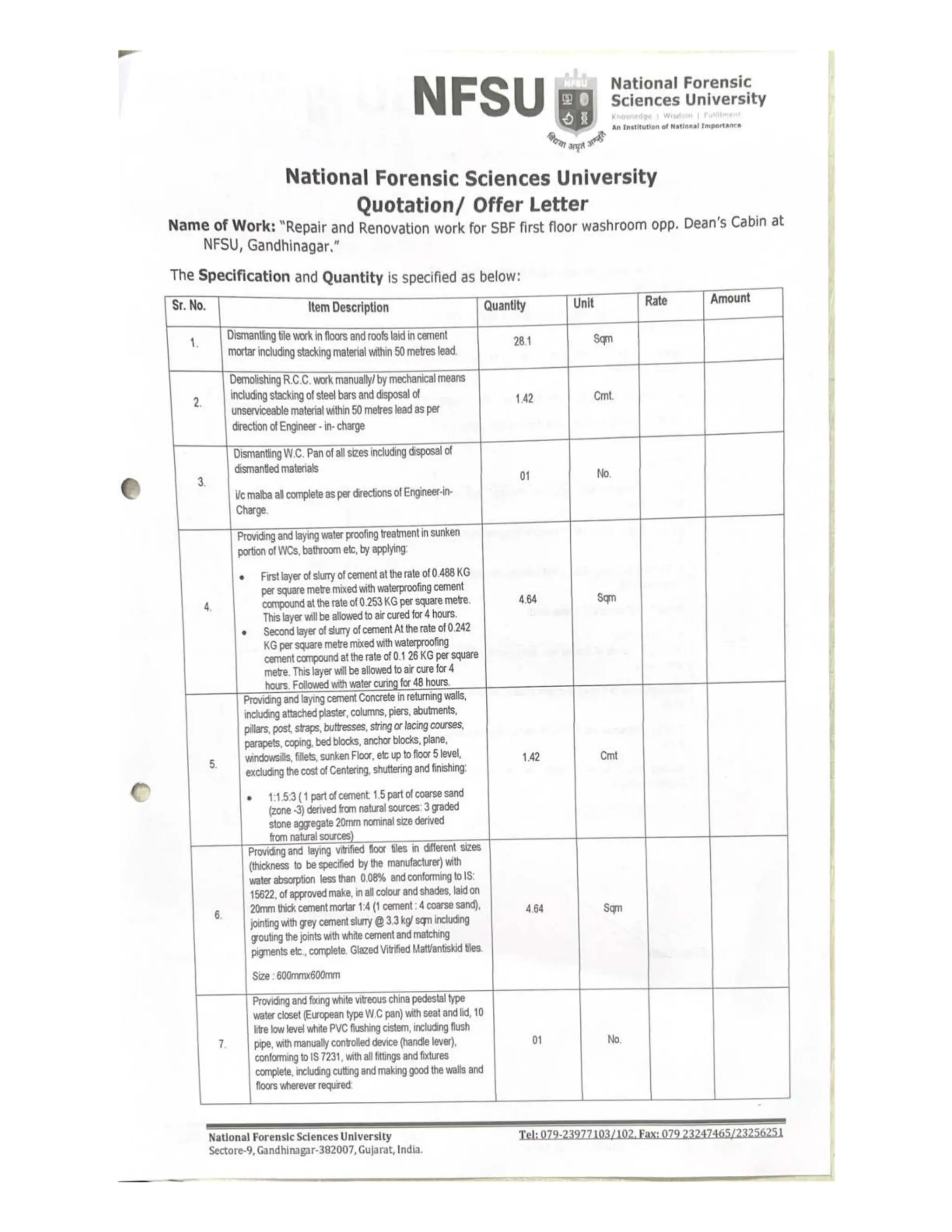 SBF DEAN Quotation for tenders in nfsu india | PDF