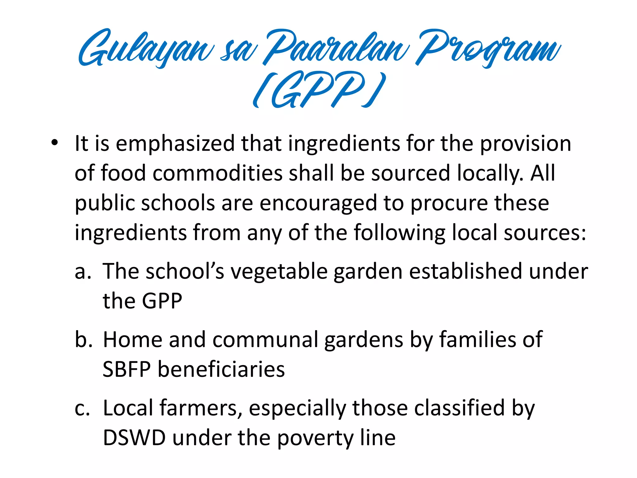 SBFP Orientation 2018 | PDF