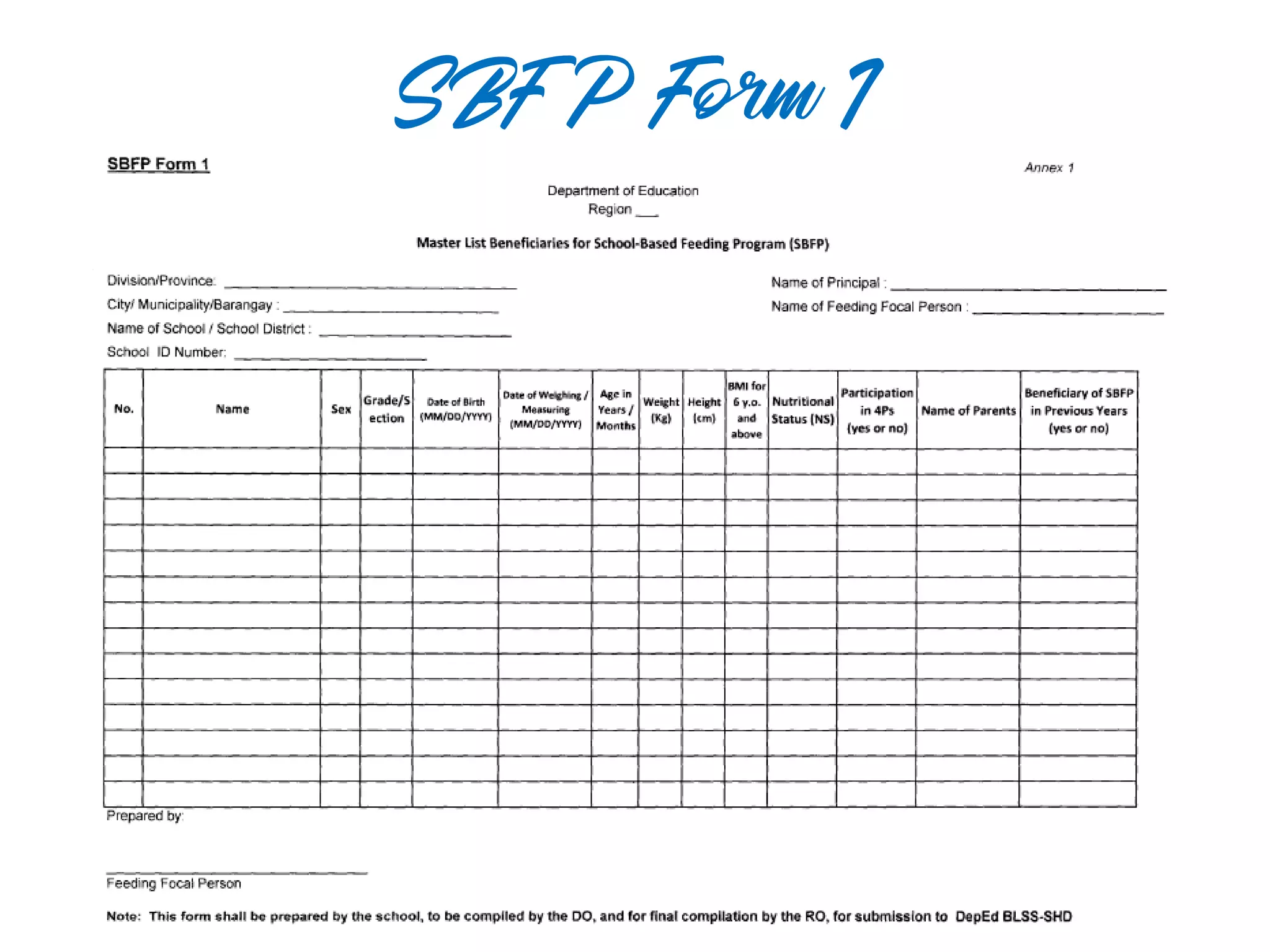 SBFP Orientation 2018 | PDF