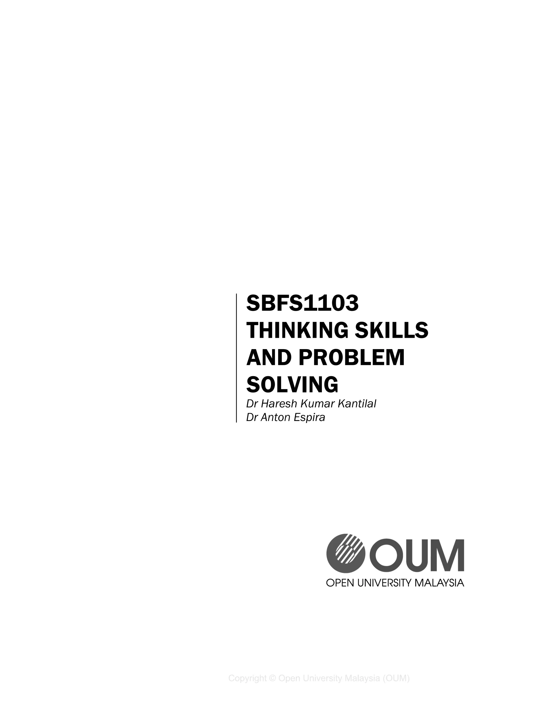 Sbfs1103 thinking skills and prob solving | PDF | Education