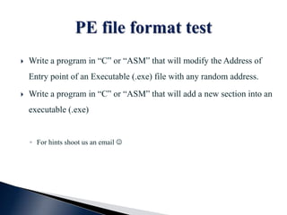 Reversing malware analysis training part3 windows pefile formatbasics ...