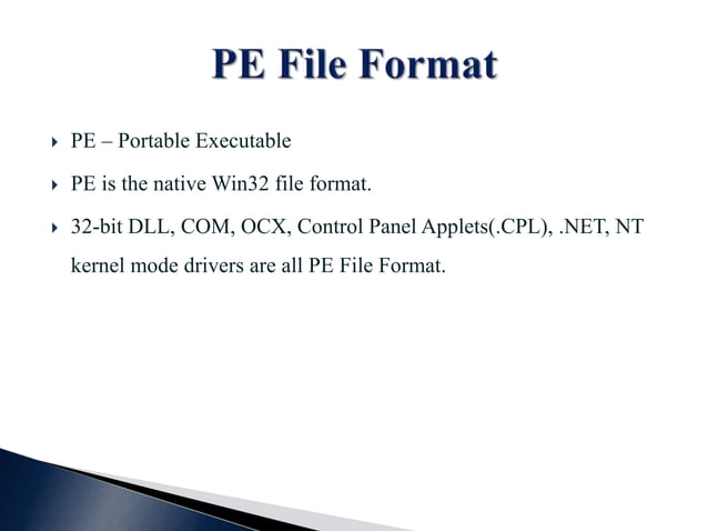 Reversing malware analysis training part3 windows pefile formatbasics | PPT