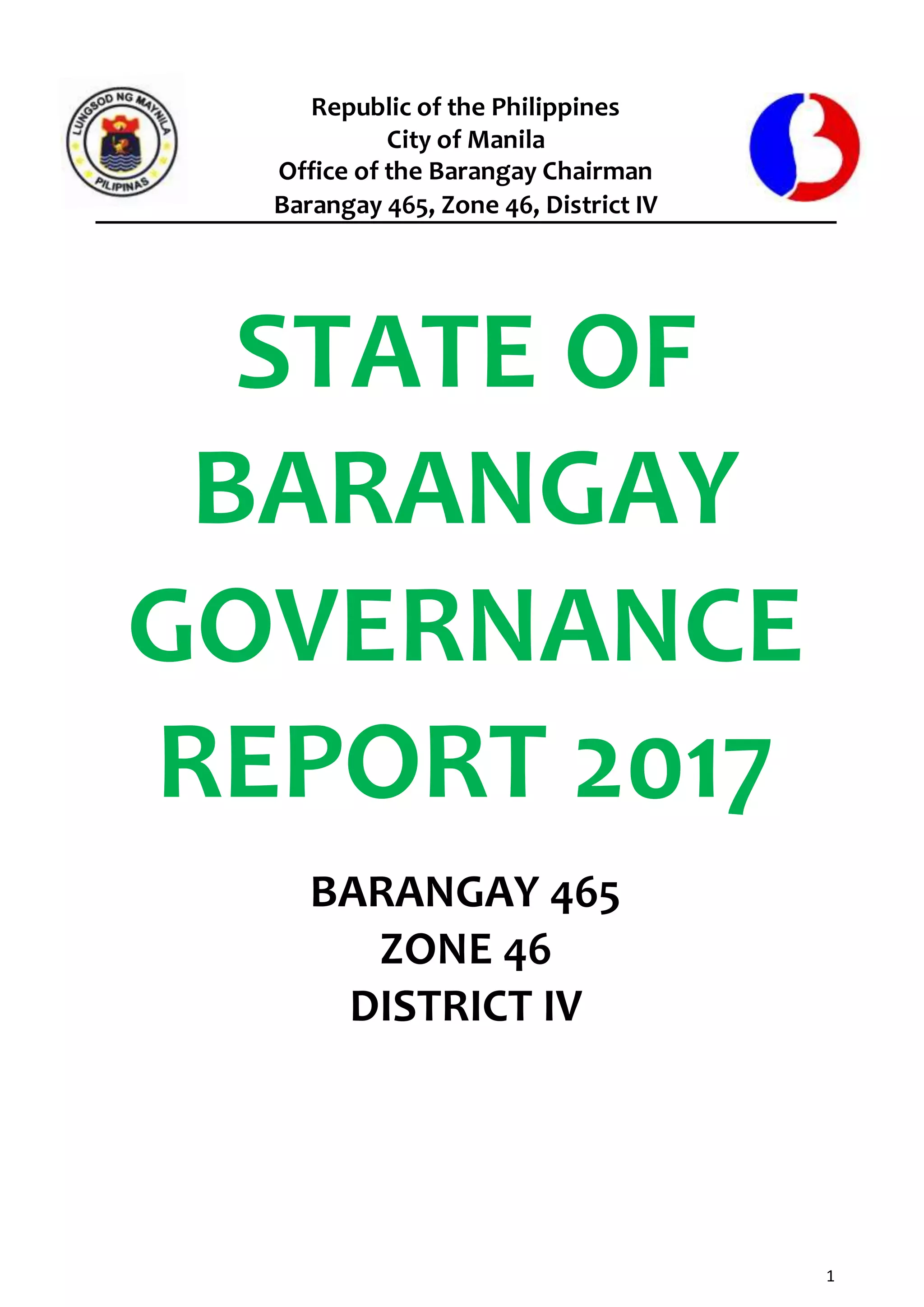 Barangay 465, Zone 46 State of Barangay Governance | DOCX