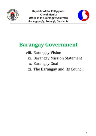 Barangay 465, Zone 46 State of Barangay Governance | DOCX