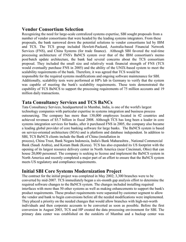 SBI: World’s Largest Centralized Core Processing Implementation | DOCX ...