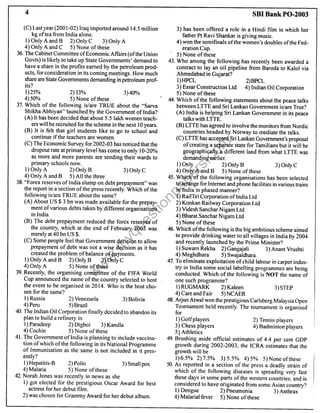 Sbi 2003 question paper | PDF