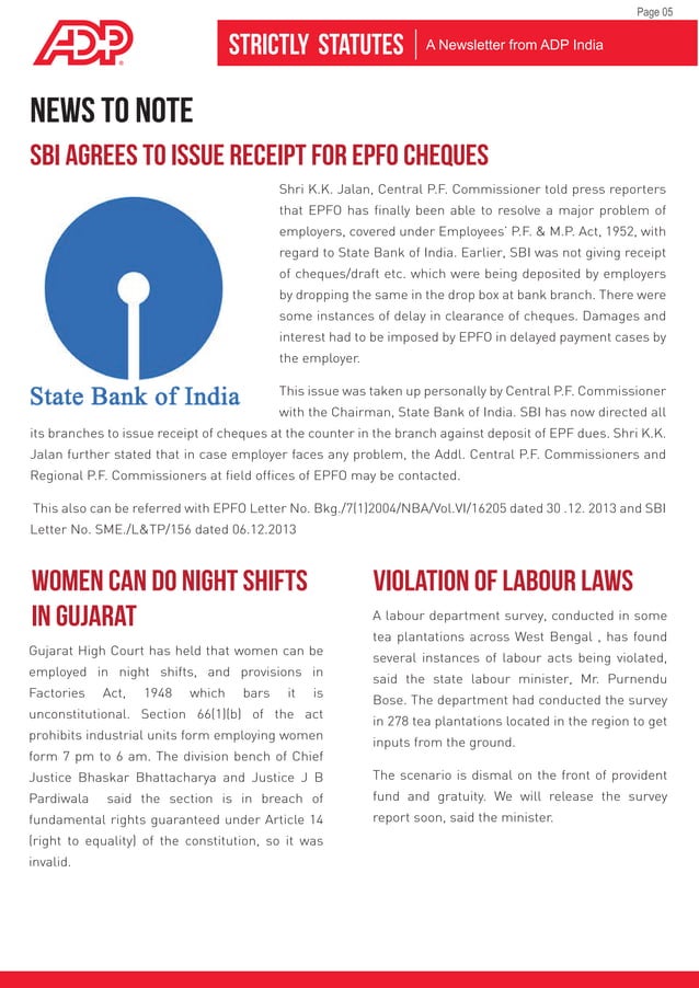 SBI Agrees to issue receipt for EPFO cheques | PDF