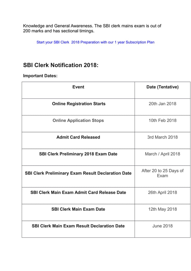 SBI Clerk Notification | PDF