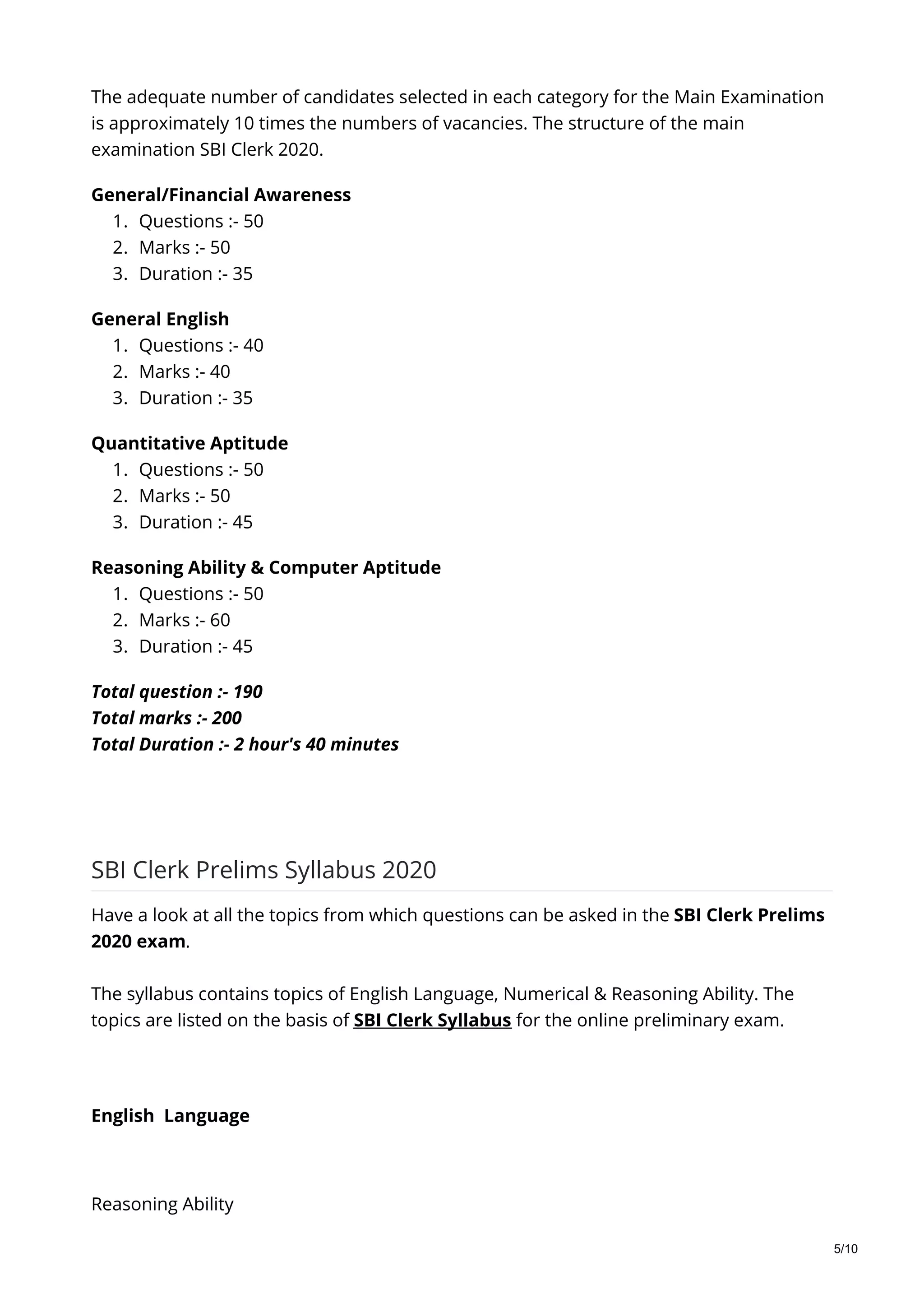 Sbi clerk syllabus 2020 | PDF