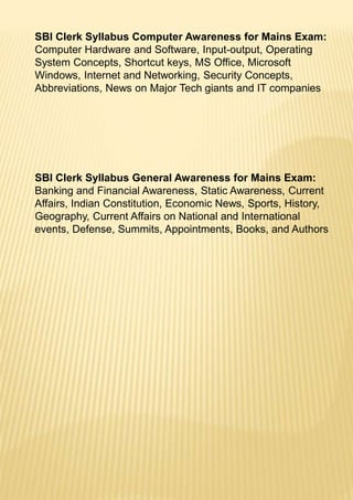 Sbi clerk syllabus and pattern 2018 | PDF