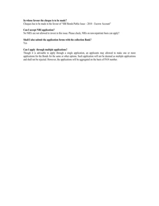 Frequently Asked Questions on SBI Lower Tier II Bonds | PDF