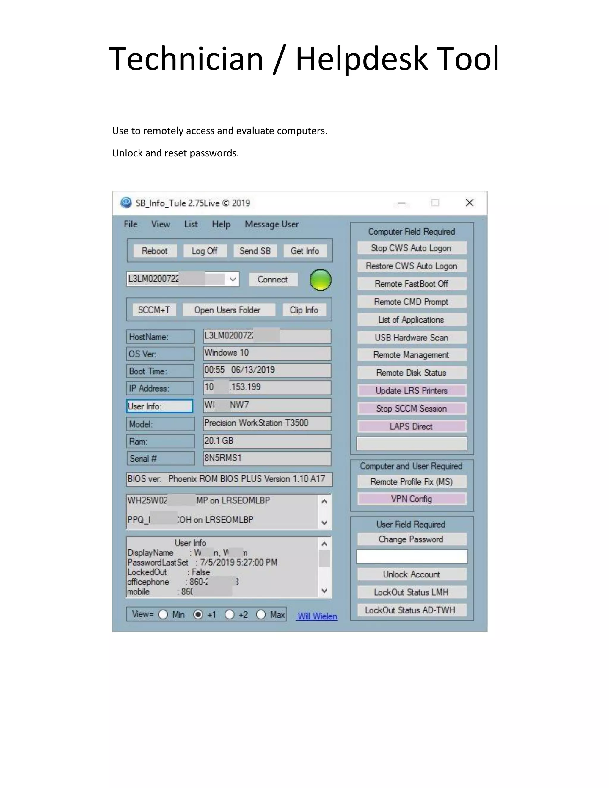 Technician / Helpdesk tool | PDF