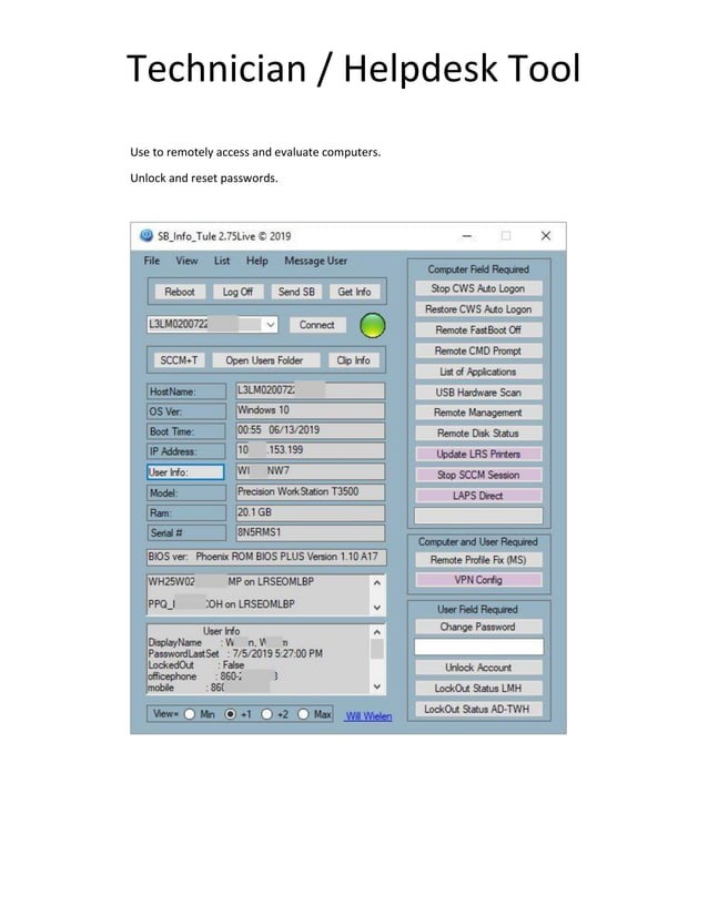 Technician / Helpdesk tool | PDF