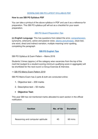 SBI PO Syllabus PDF | PDF