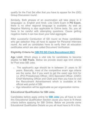 Sbi recruitment 2021 | PDF